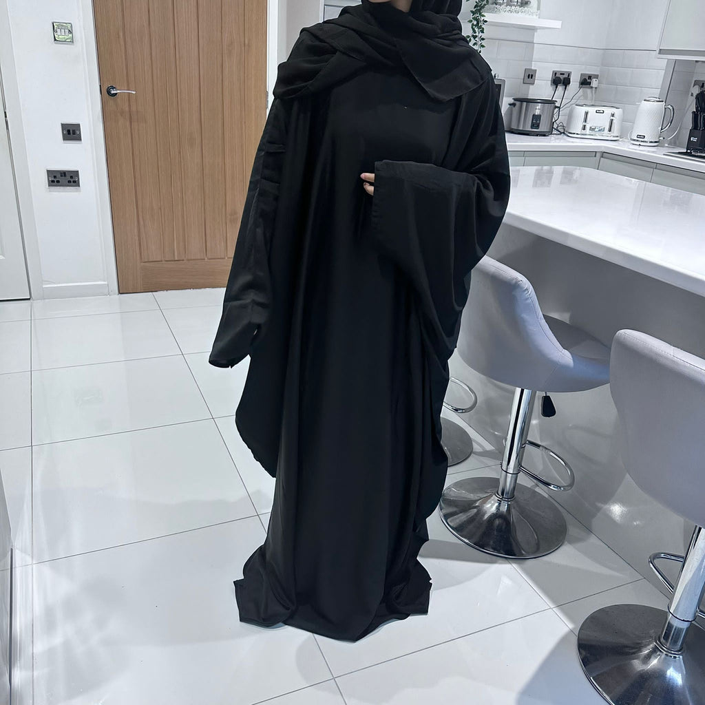 Batwing Farasha Style Nida Plain Abaya- Black – Mystic Modest Wear